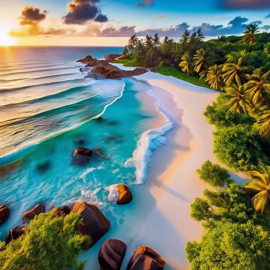 "Realistic landscape, real photo,aerial view from above,exotic island ...