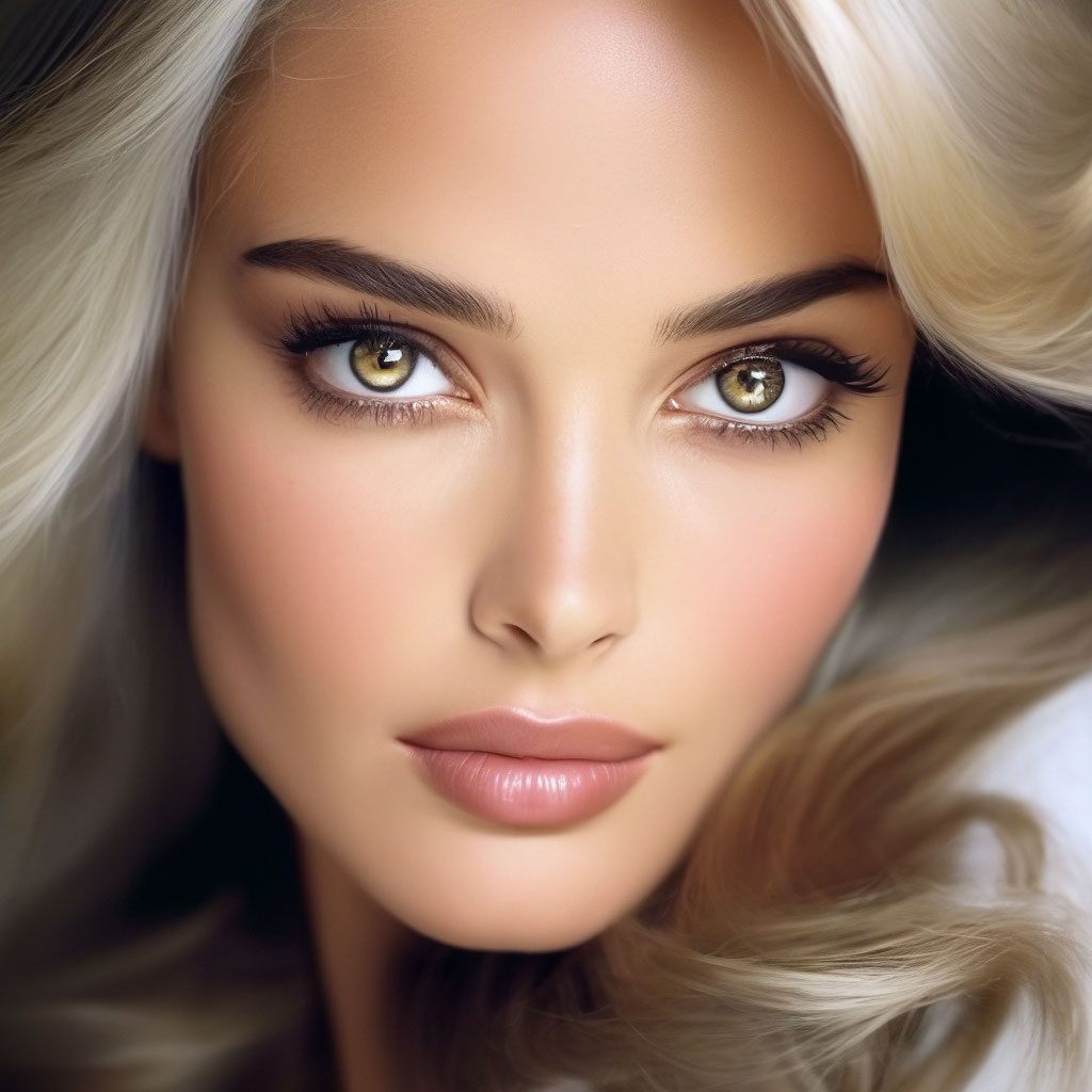 "Lively brown eyes, blonde, ash brown hair with silver.she looks like ...