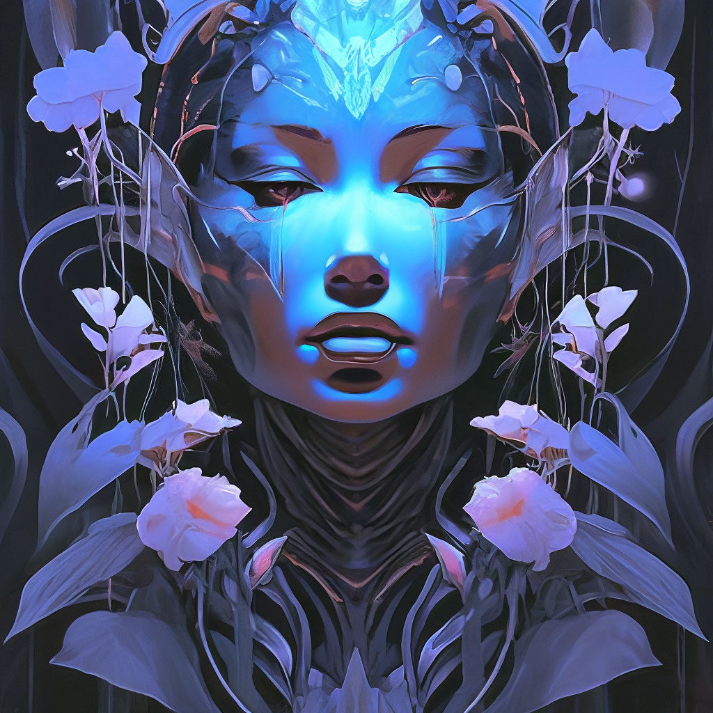 "Detailed face, high detail, dark fantasy, dark botanical, vector ...