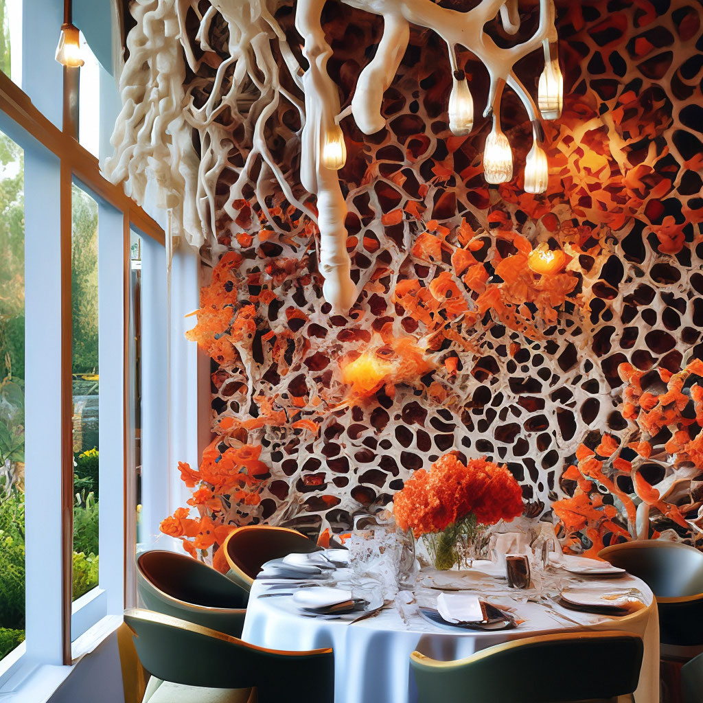 "Fiery beauty in patterns, white, corals, branched lichen, dew drops in ...
