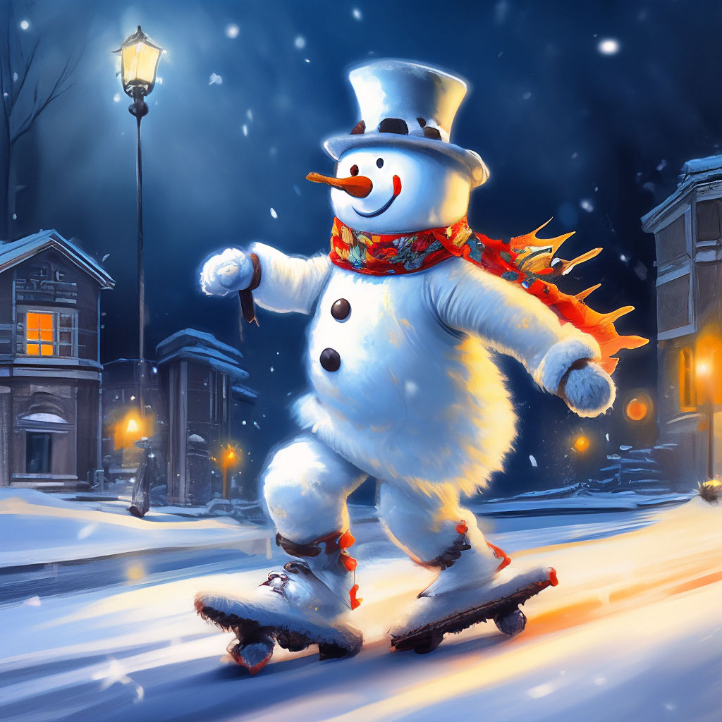 "Snowman on skates" — image created in Shedevrum