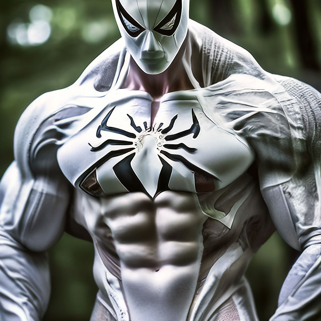 "Spider-man in white bodybuilder, realistic, beautiful, aesthetically ...