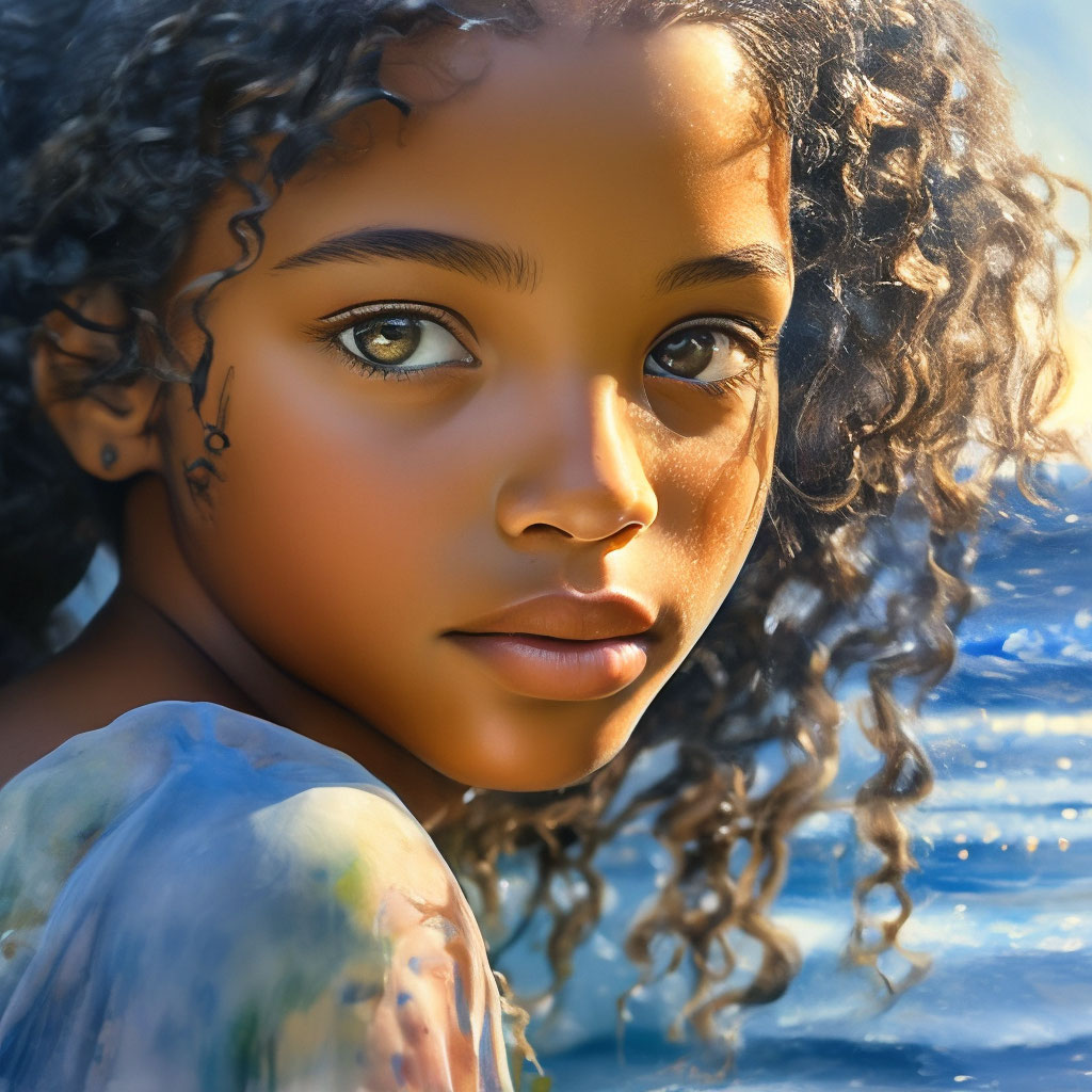 "Watercolor drawing, photorealism, realistic, sea, fairy-tale world ...