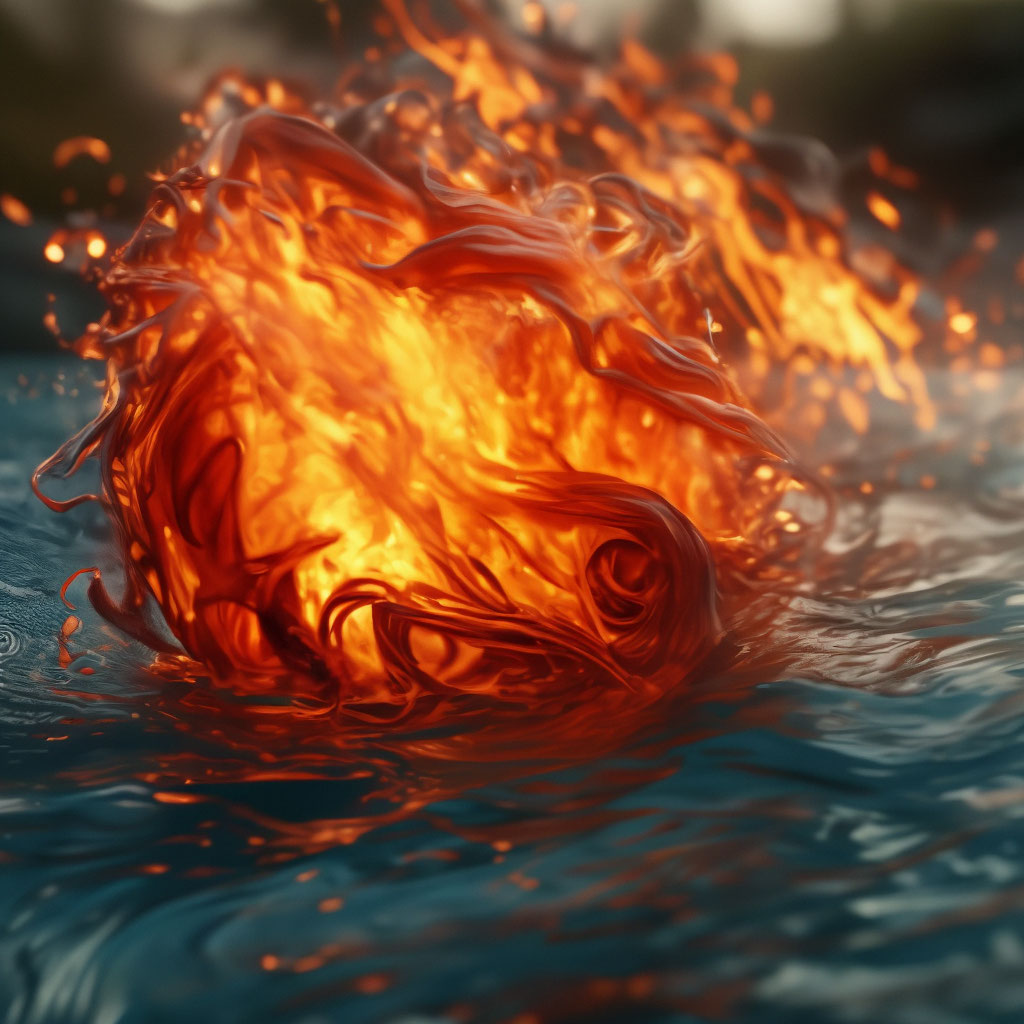 "Water and fire computer graphics" — image created in Shedevrum
