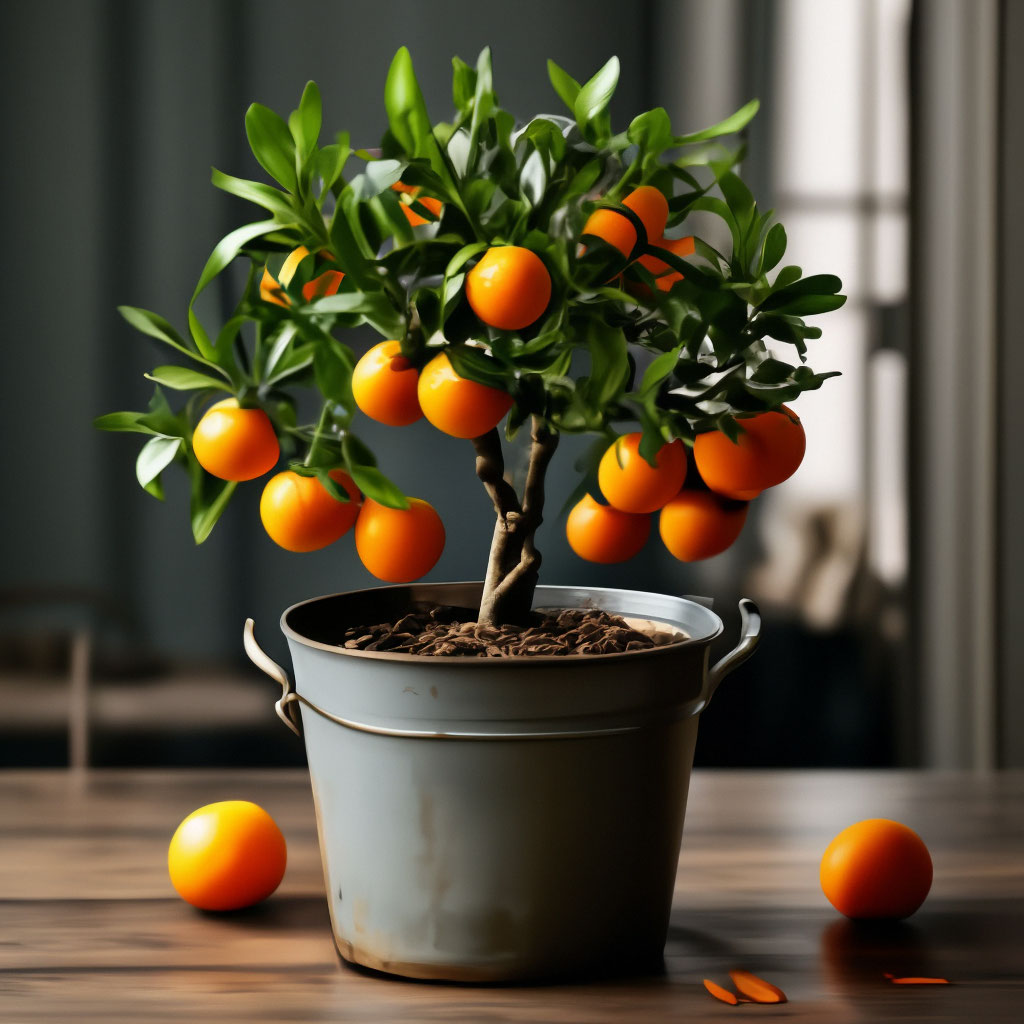 "Tangerine tree in a tub" — image created in Shedevrum