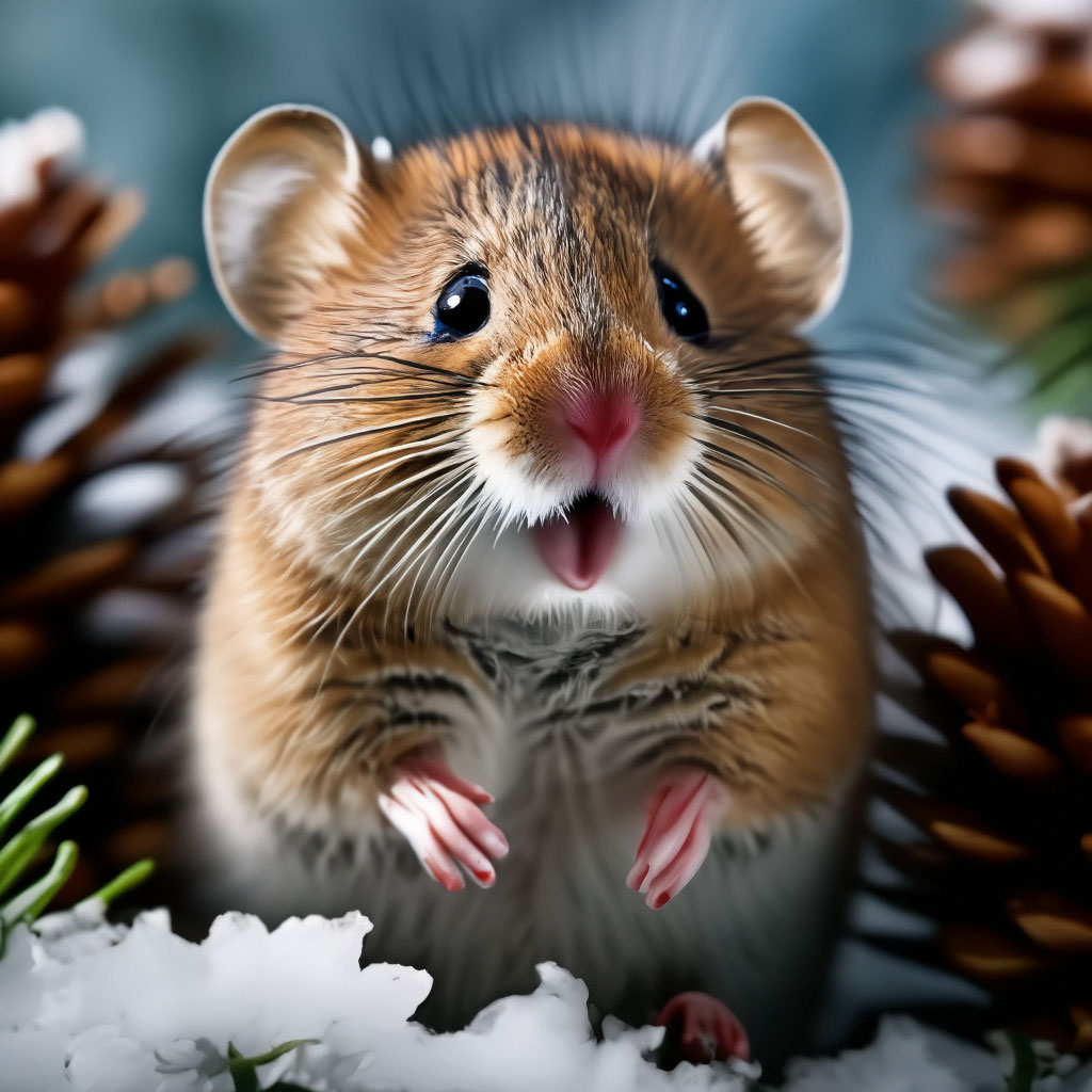 "🎄 Mouse vole yawns, hyperdetalization, fantasy, magazine photo, close ...