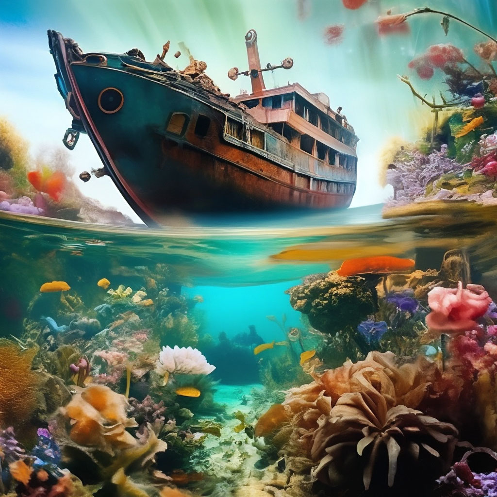 "Double exposure, in a beautiful open microcosm of flora, shipwreck ...