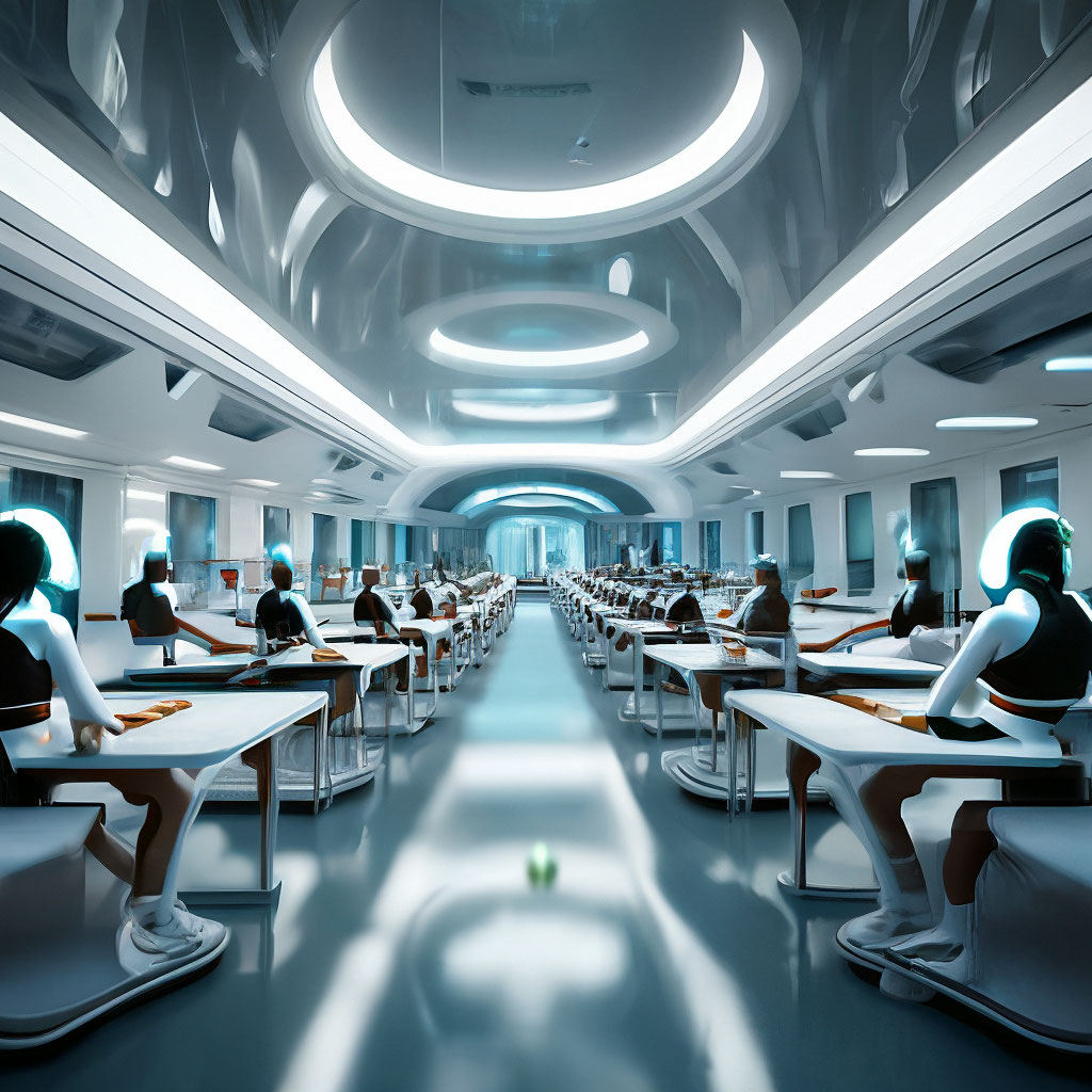 "Futuristic school of the future. training class" — image created in ...