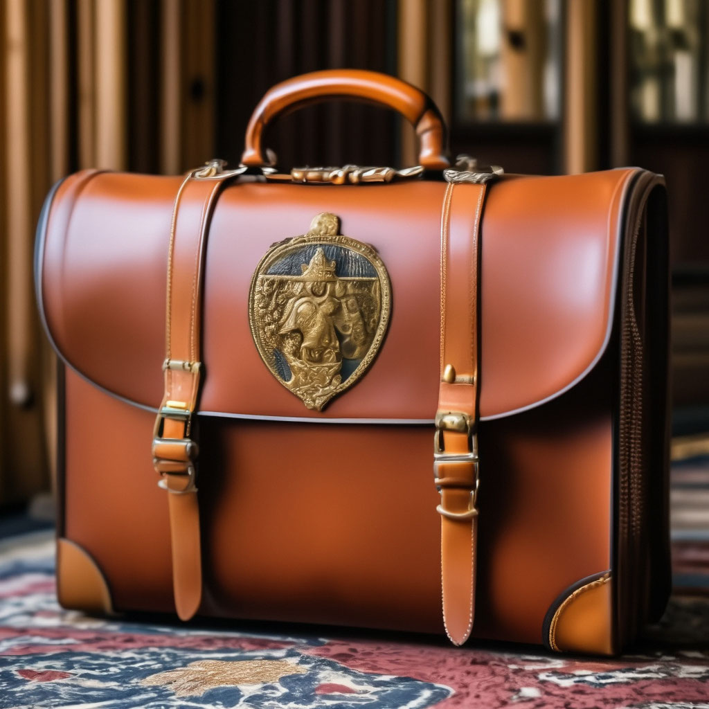 "Courier's day The valise of a diplomatic courier, a bag with a coat of ...