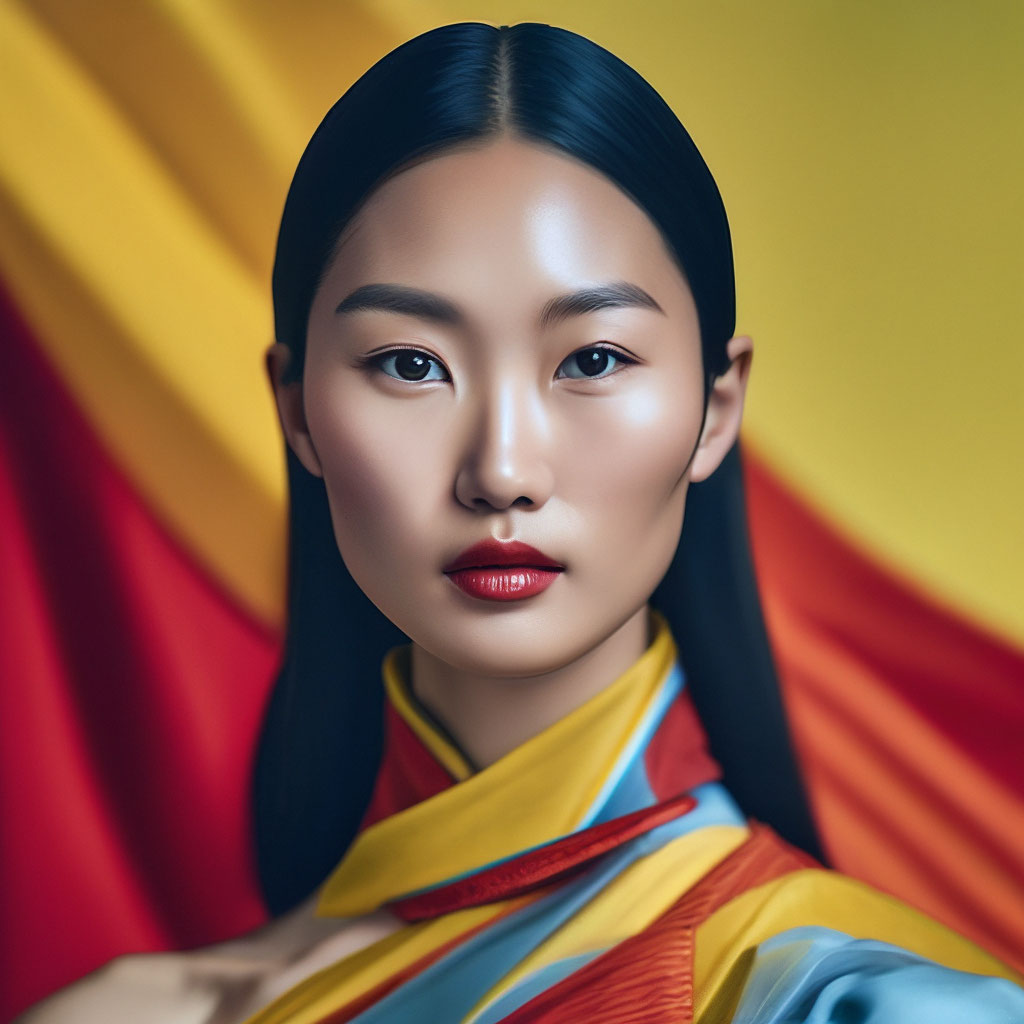 "Minimalism, close-up, portrait, asian, bright background, high fashion ...