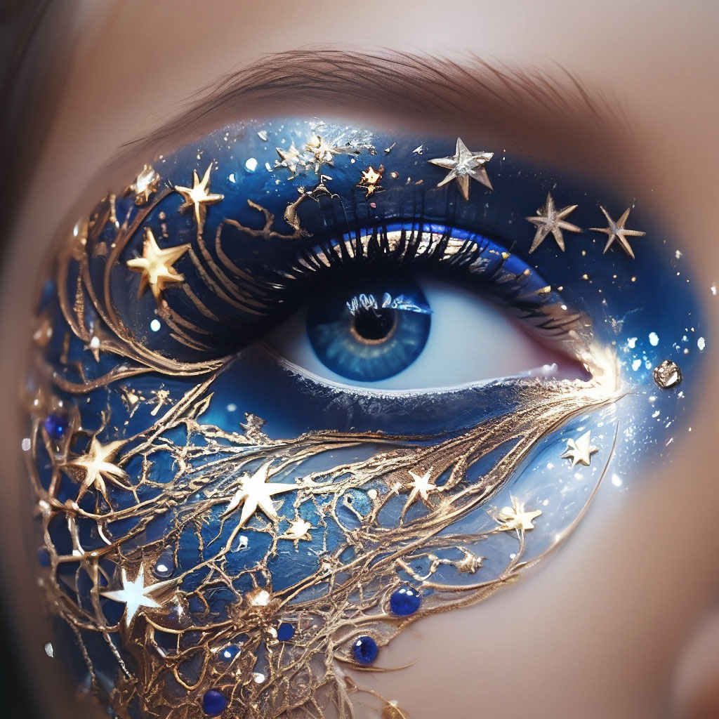"👁️ beautiful cosmic eye, filigree, high detail, stars, galaxy, cosmos ...