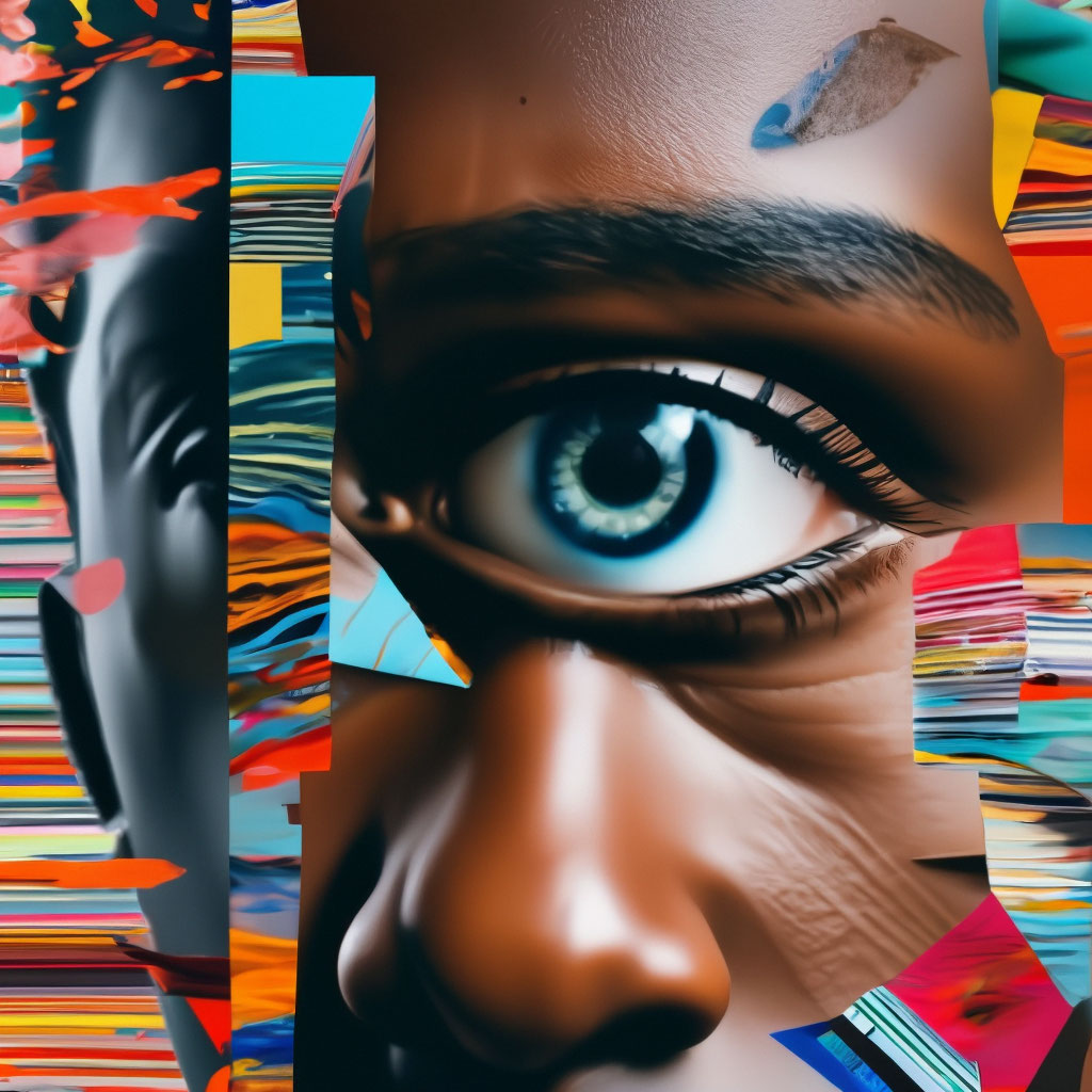 "3d psychedelic collage of ripped magazine vogue photos, mutated ugly ...