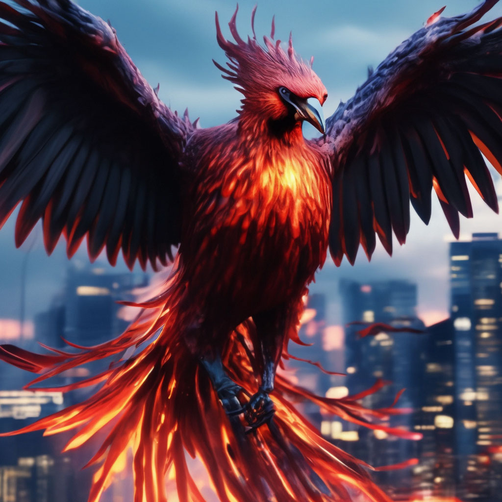 "Hyperrealistic very beautiful phoenix" — image created in Shedevrum