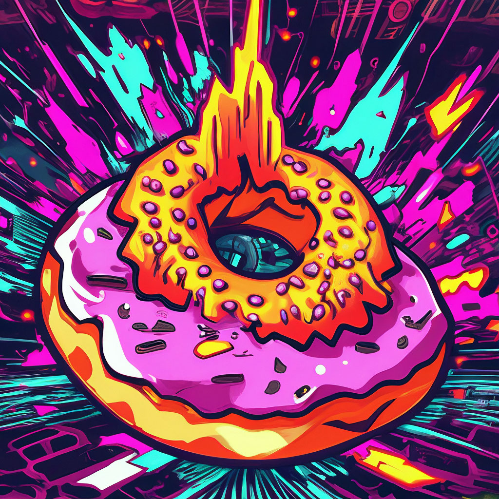 "Donuts volcano eruptions,lava from donuts" — image created in Shedevrum