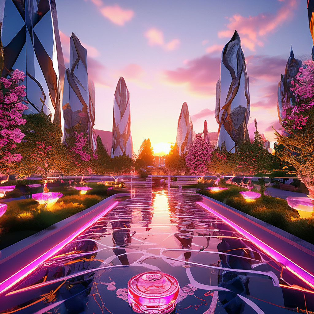 "Parametric city center , marble, labyrinths, skyscrapers, fountain ...