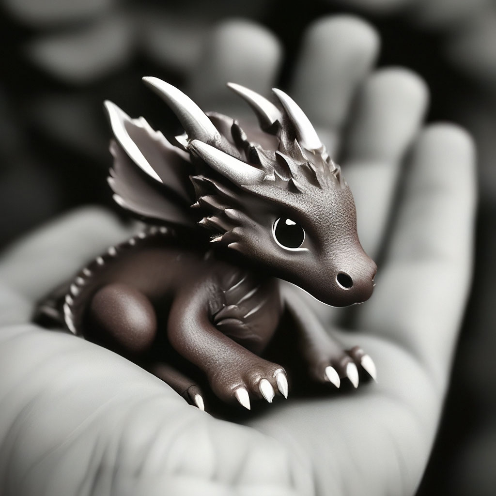 "A small chocolate-colored dragon in the palm of your hand" — image ...