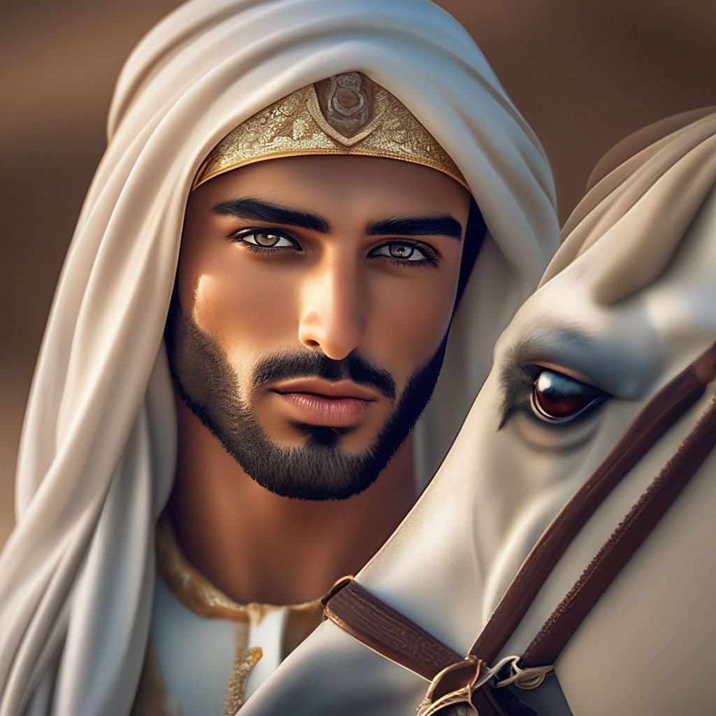 "Realistic very handsome Arab prince with beautiful eyes with an Arab ...