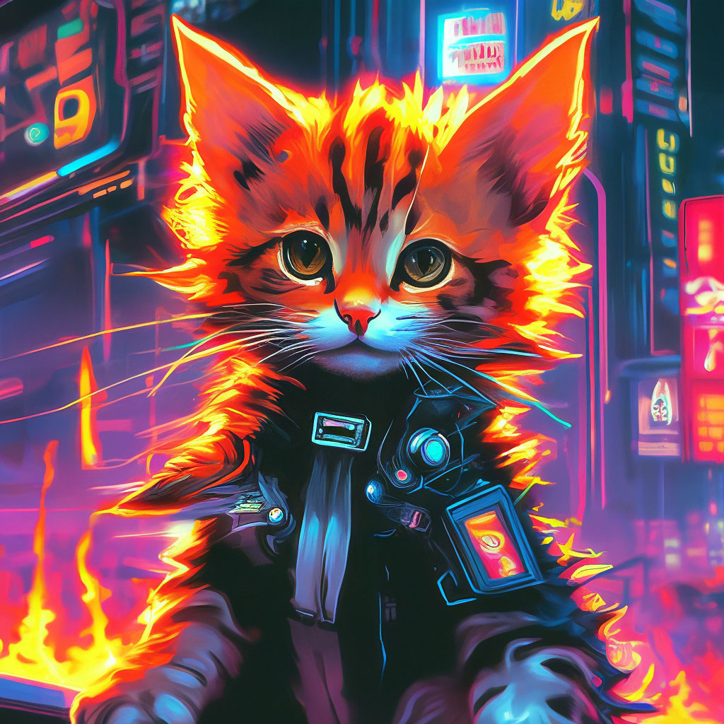 "Fire kitten" — image created in Shedevrum