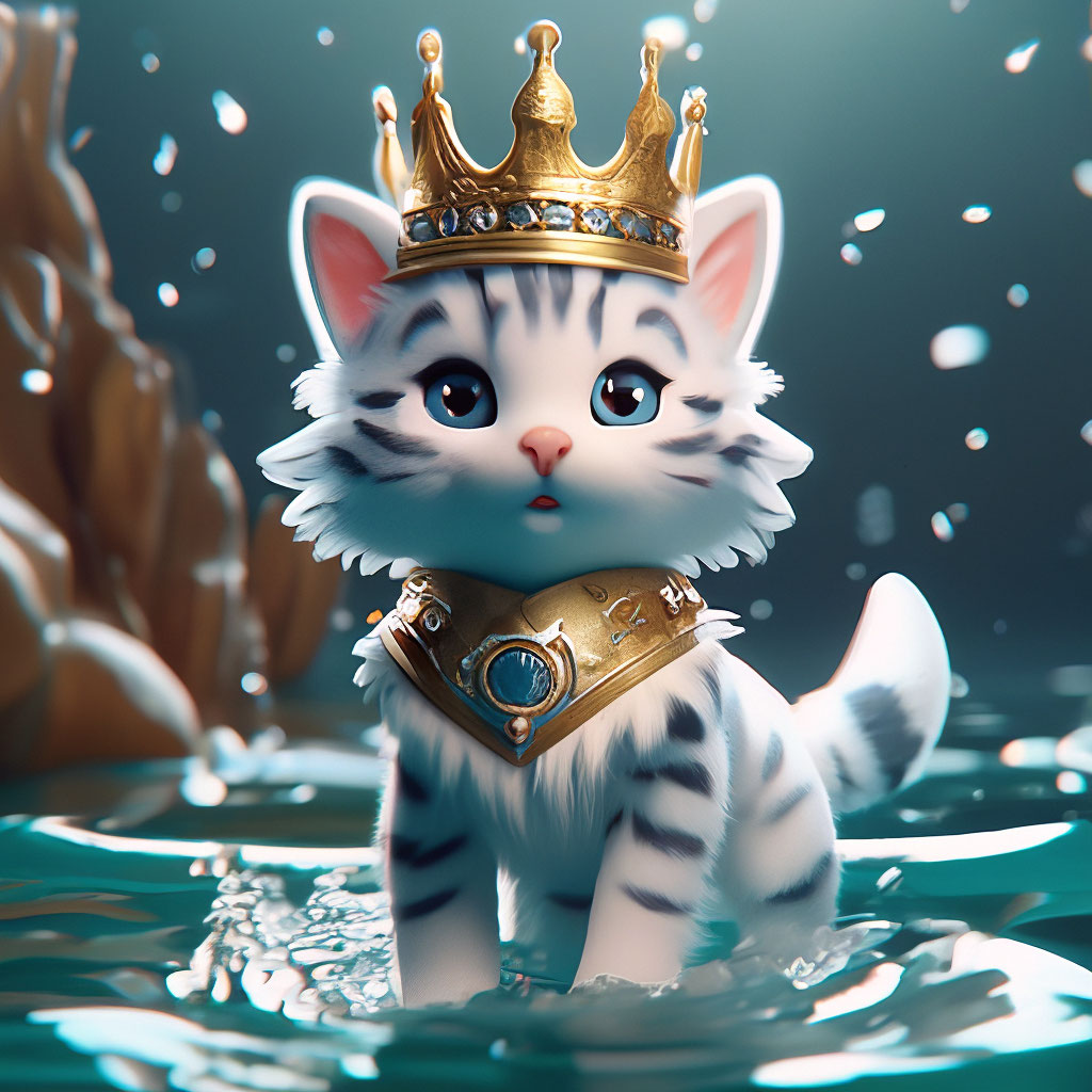 "The water kitten king" — image created in Shedevrum