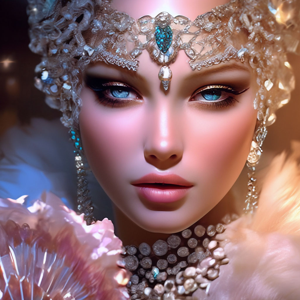 "Hyperrealism, diamond painting, romance, Smokey ice makeup, D&G style ...