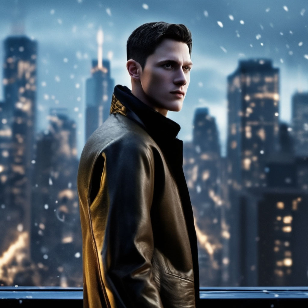 "Connor rk800 from Detroit Become Human stands on the roof of a ...