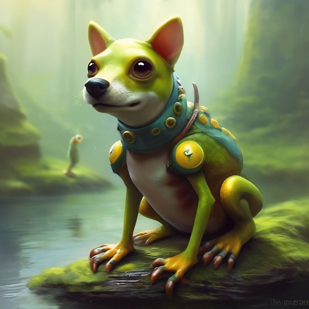 "The frog dog" — image created in Shedevrum