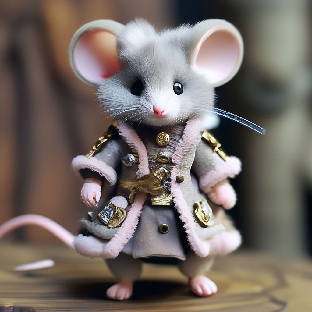 "Mouse in a rivethead dress gauze fur" — image created in Shedevrum