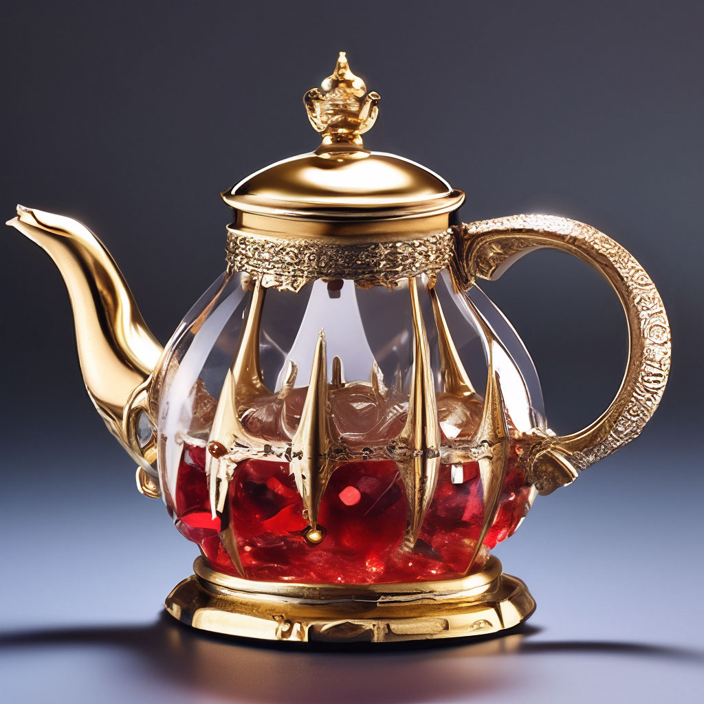 "Mystical coffee pot bronze + crystal, a crystal window in the teapot ...