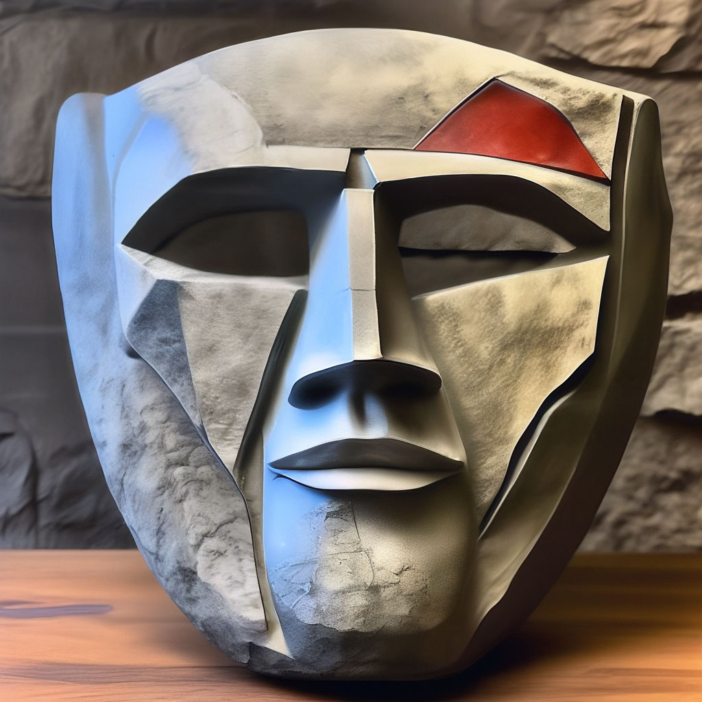 "Stone mask of rage, in the style of Picasso" — image created in Shedevrum