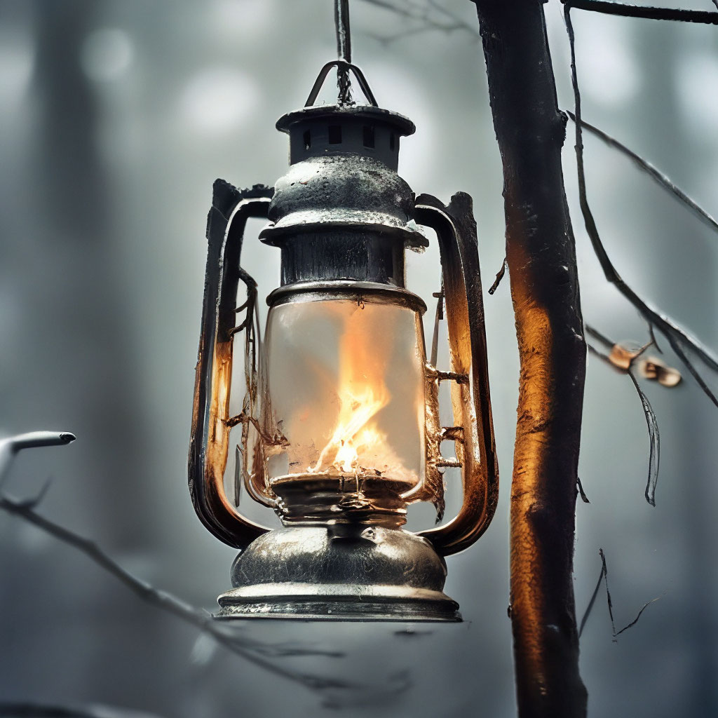 "Elegant, beautiful lantern hanging on a tree in the forest" — image ...