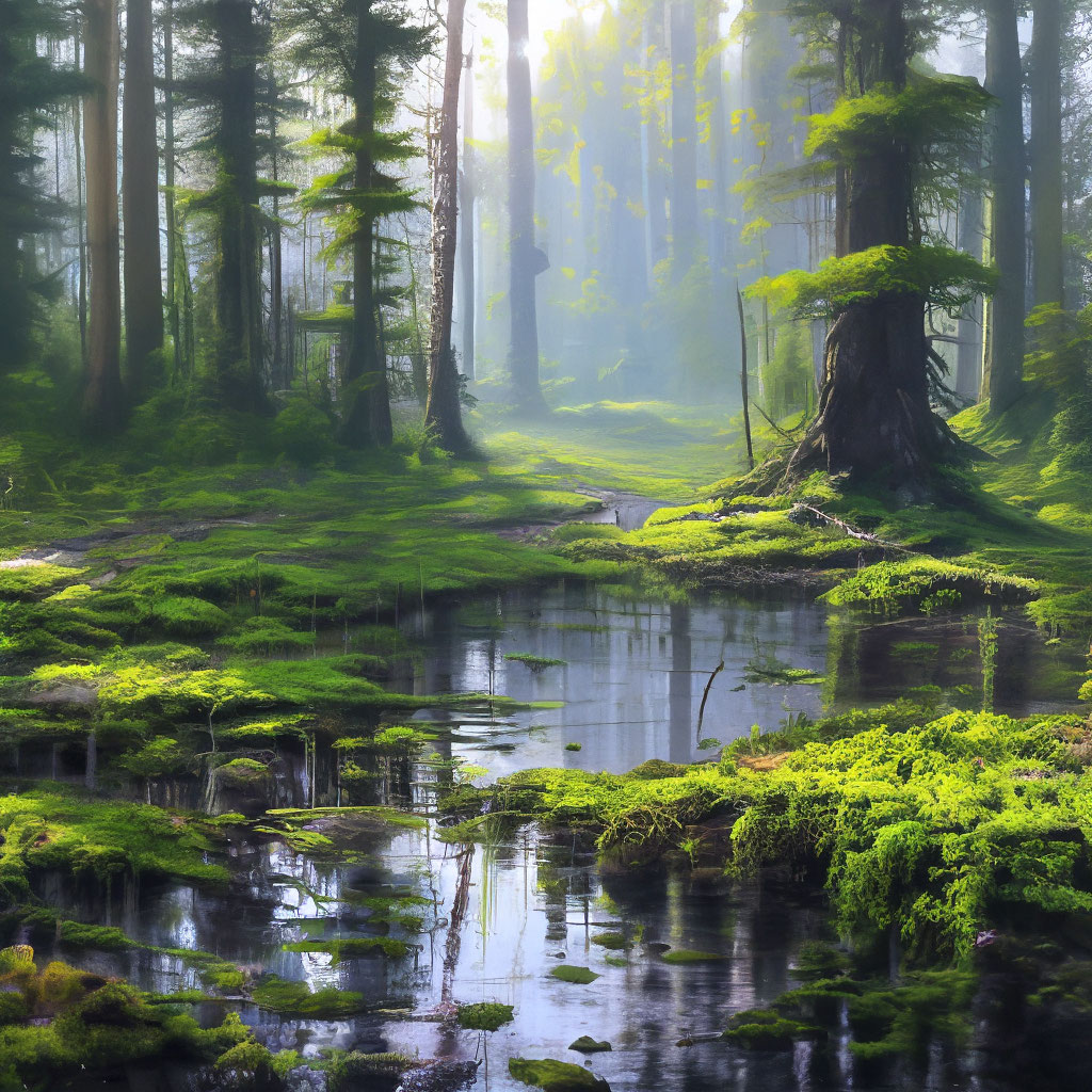 "Swamp in the forest, dot drawing, botany, pixel study,high detail,lots ...