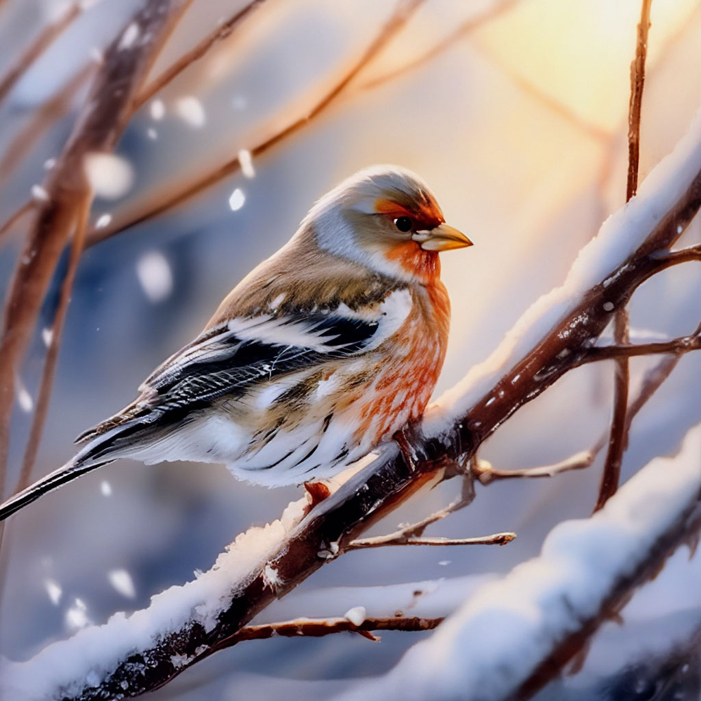 "Delicate watercolor painting, photorealism, winter landscape, close-up ...