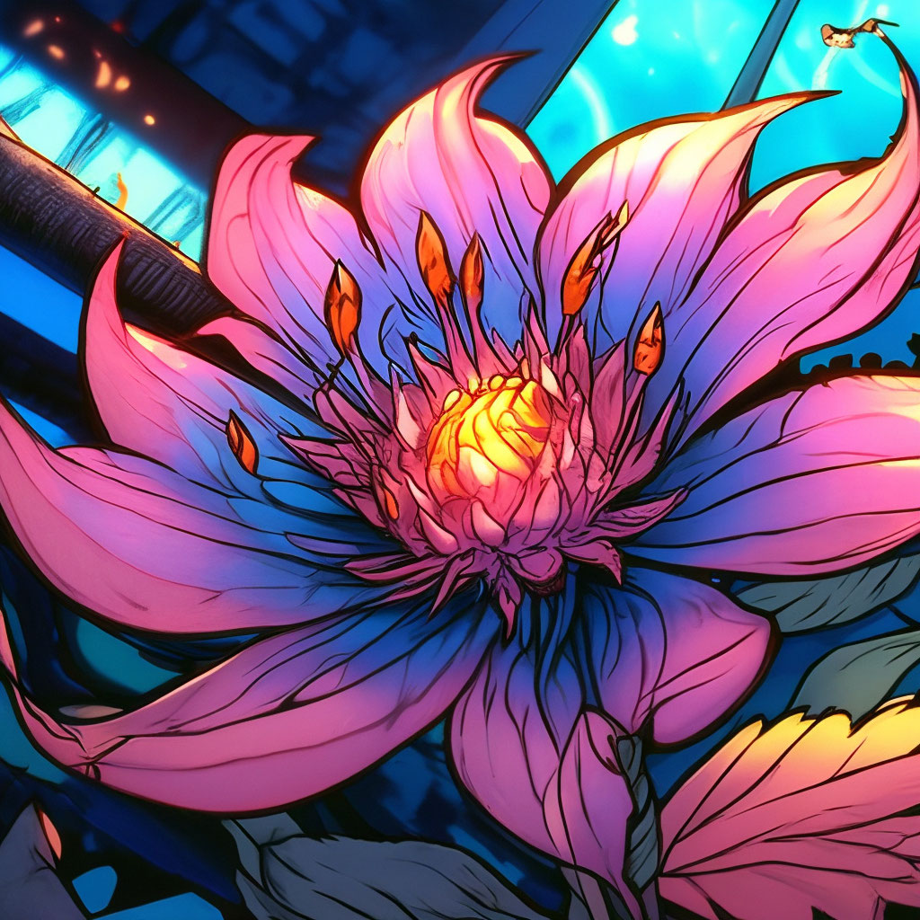 "Predatory magic flower, drawing details, ink drawing, comic, manga, in ...