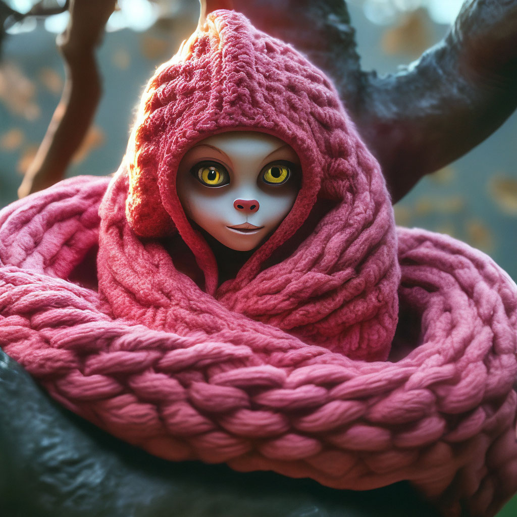 "A magical red-hot hollow on an oak tree, inside the hollow snake ...