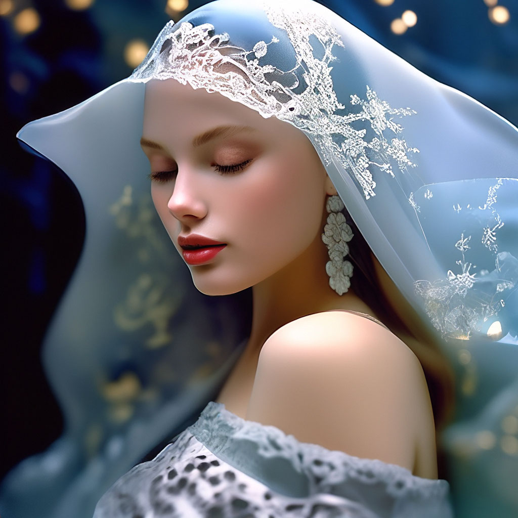 "Artistic digital art ,collage and aesthetics,veil on the face , with ...