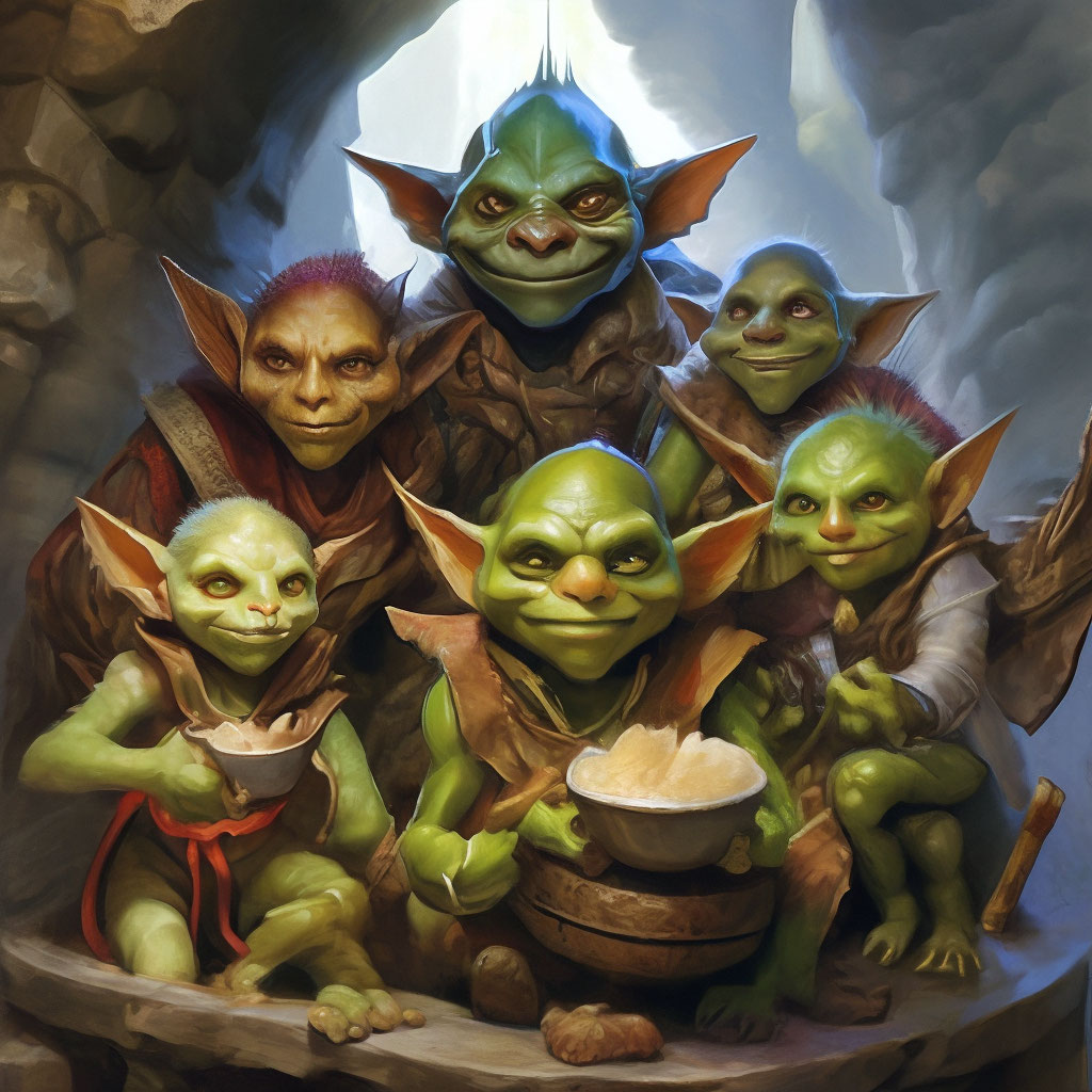 "The goblin family of Horer Mistk" — image created in Shedevrum