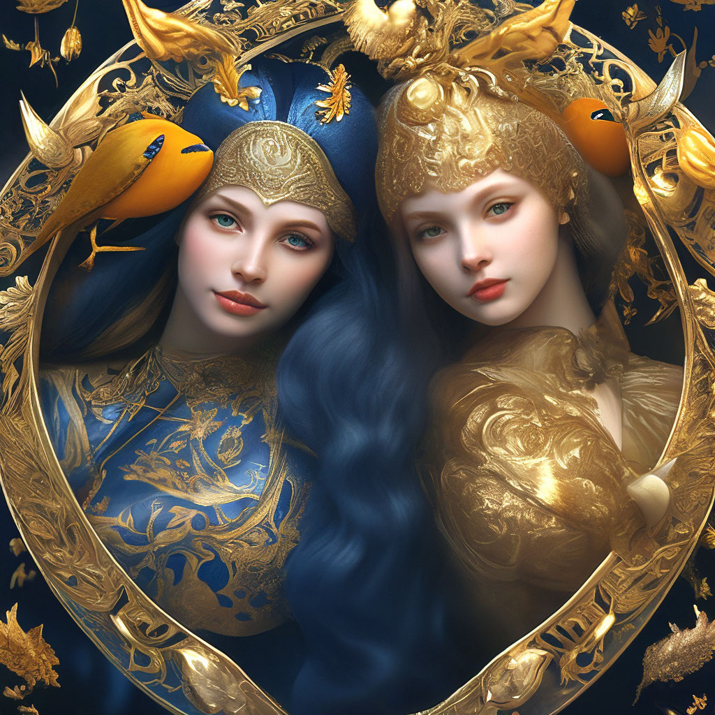 "Two bird girls: dark+sad girl+bird+Sirin and the bright + joyful girl ...