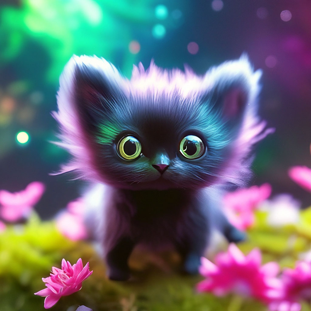 "Fluffy Cat 🐈⬛ - Alien 👽 Alien Cat 🐈⬛ Realistic tiny cute ☺️ fluffy ...
