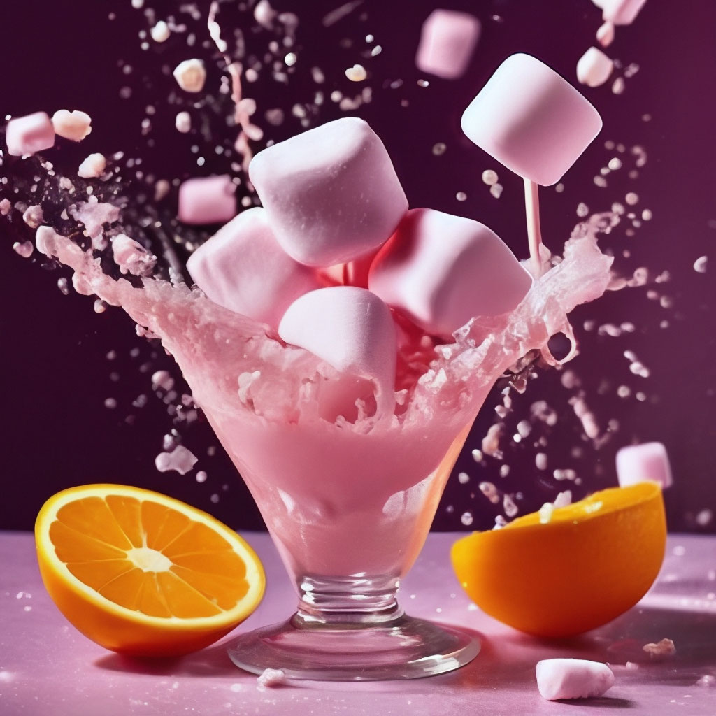 "The most delicate pink marshmallows are immersed in orange juice from ...