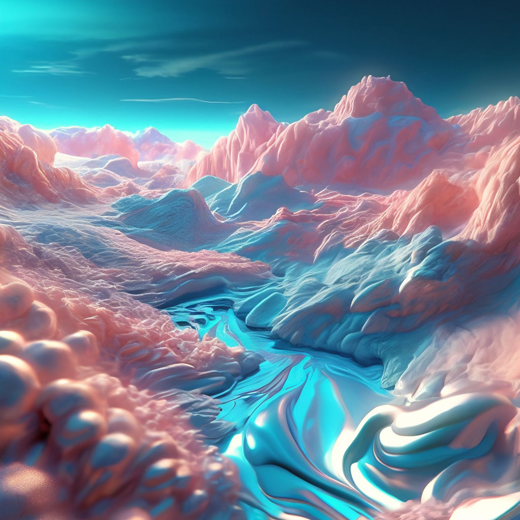 "Fabulous fluffy landscape on a silver platter with a blue border ...