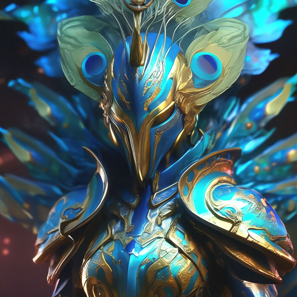 "Peacock-like demon,human body,32k,3D,galactic background,in closed ...