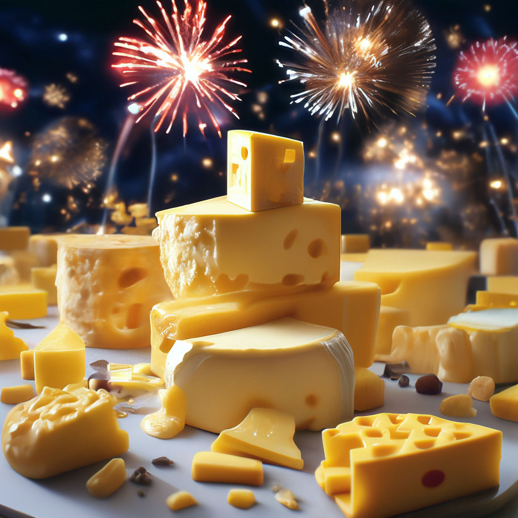 "Cheese cheese cheese in cheese cheese cheese, fireworks ...