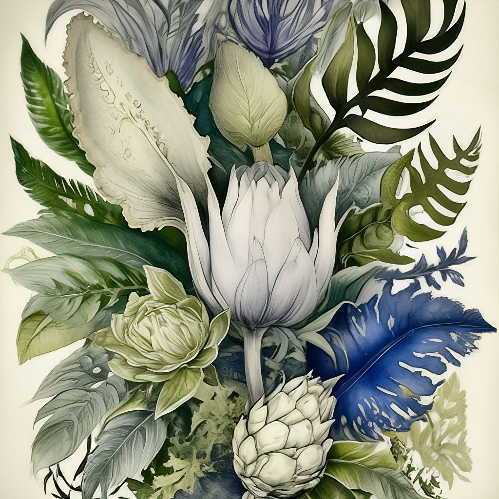 "High detail, art Nouveau patterns, mixed media: delicate watercolor ...