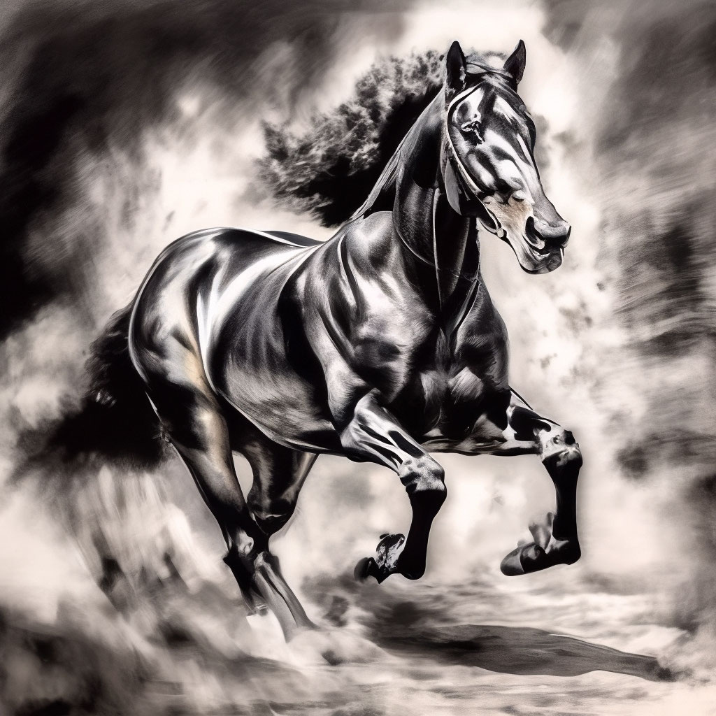 "Black horse oryol trotter ink drawing in sketching style" — image ...