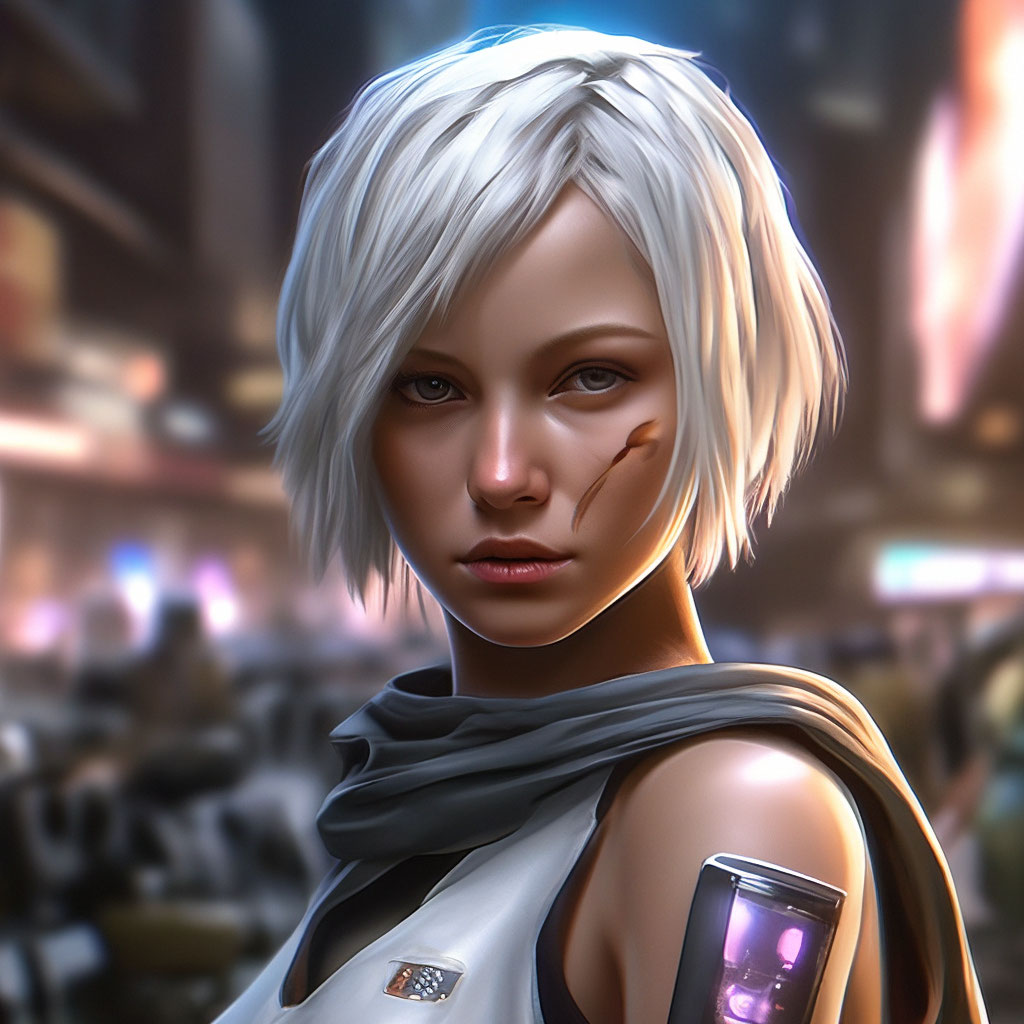 "Android girl from Detroit become Human, blaster in hand, white short ...