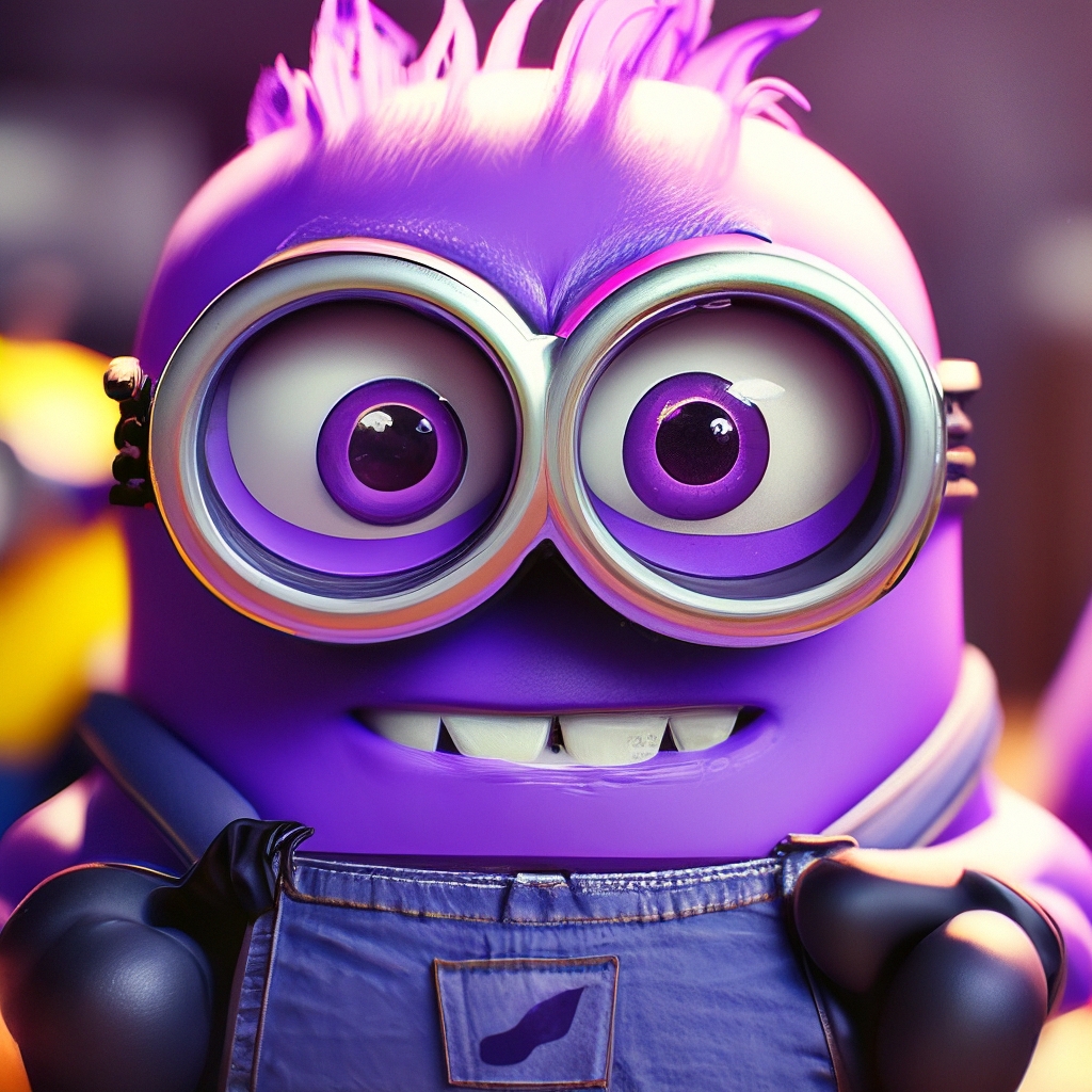 "Purple minion, aesthetically pleasing, beautiful, high detail, high ...
