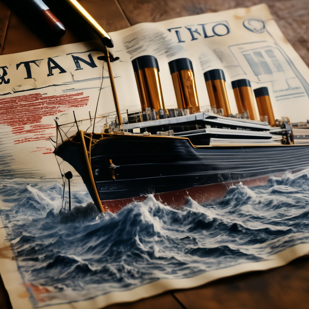 "TITANIC inscription on TITANIC TICKET with titanic drawing graphics ...