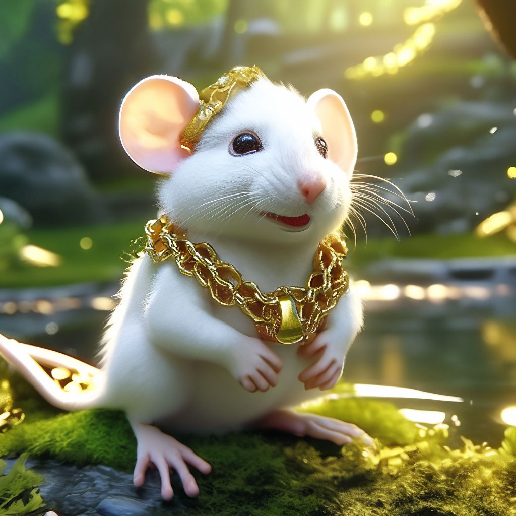 "Cute strongly fluffy anthropomorphic white frog rat in the shape of a ...