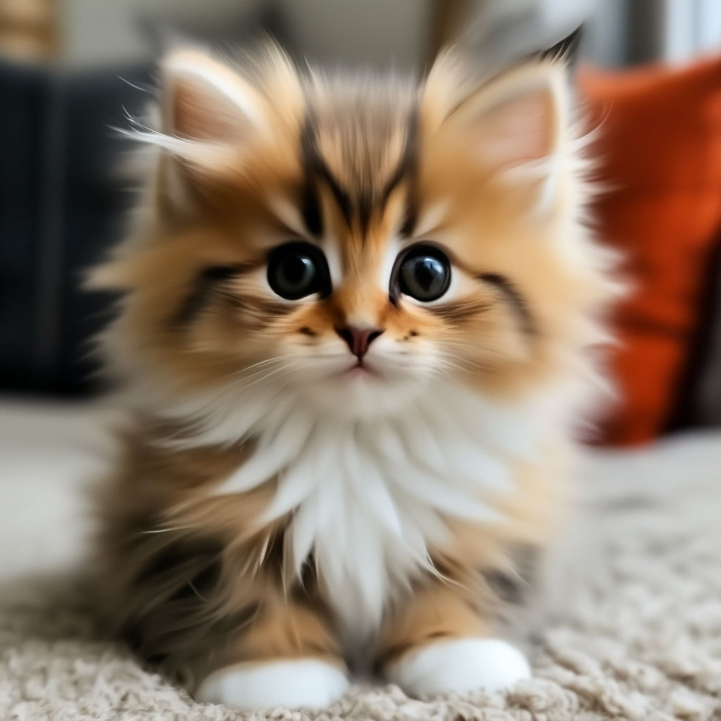 "Mega cute fluffy kitten" — image created in Shedevrum