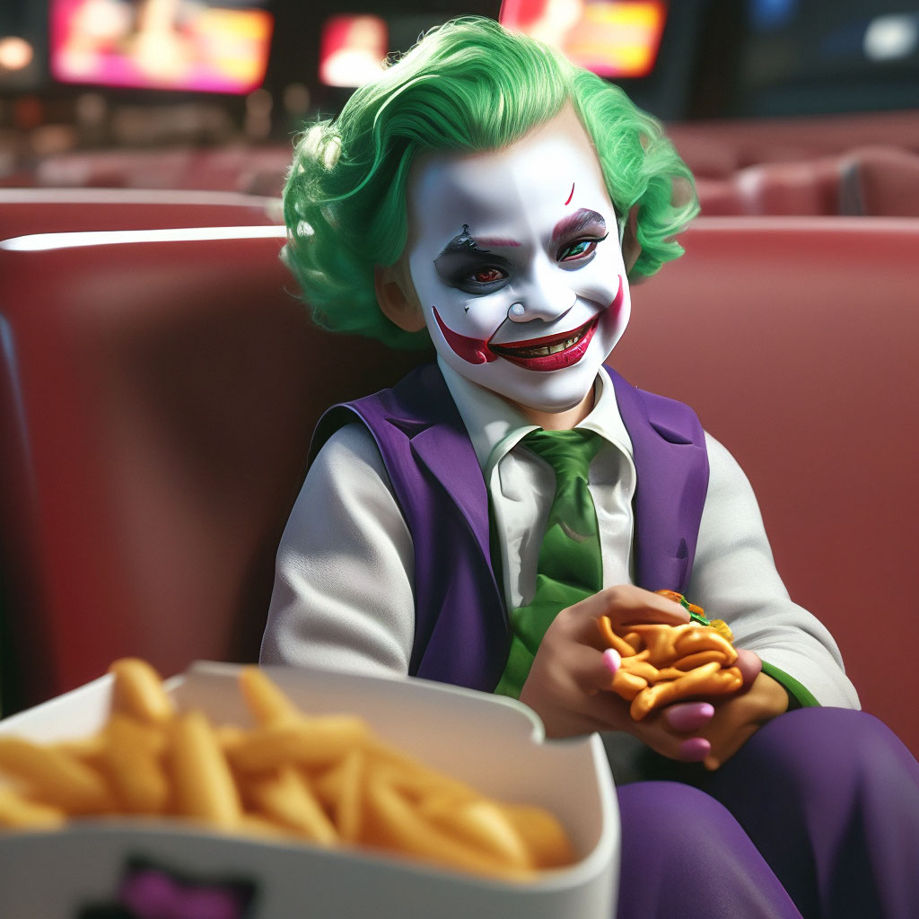 "Incredibly beautiful and cute little Joker in the cinema eating ...